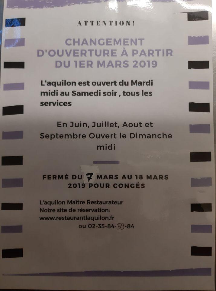 Menu au Restaurant L'Aquilon - Pourville sur mer, Hautot-sur-Mer