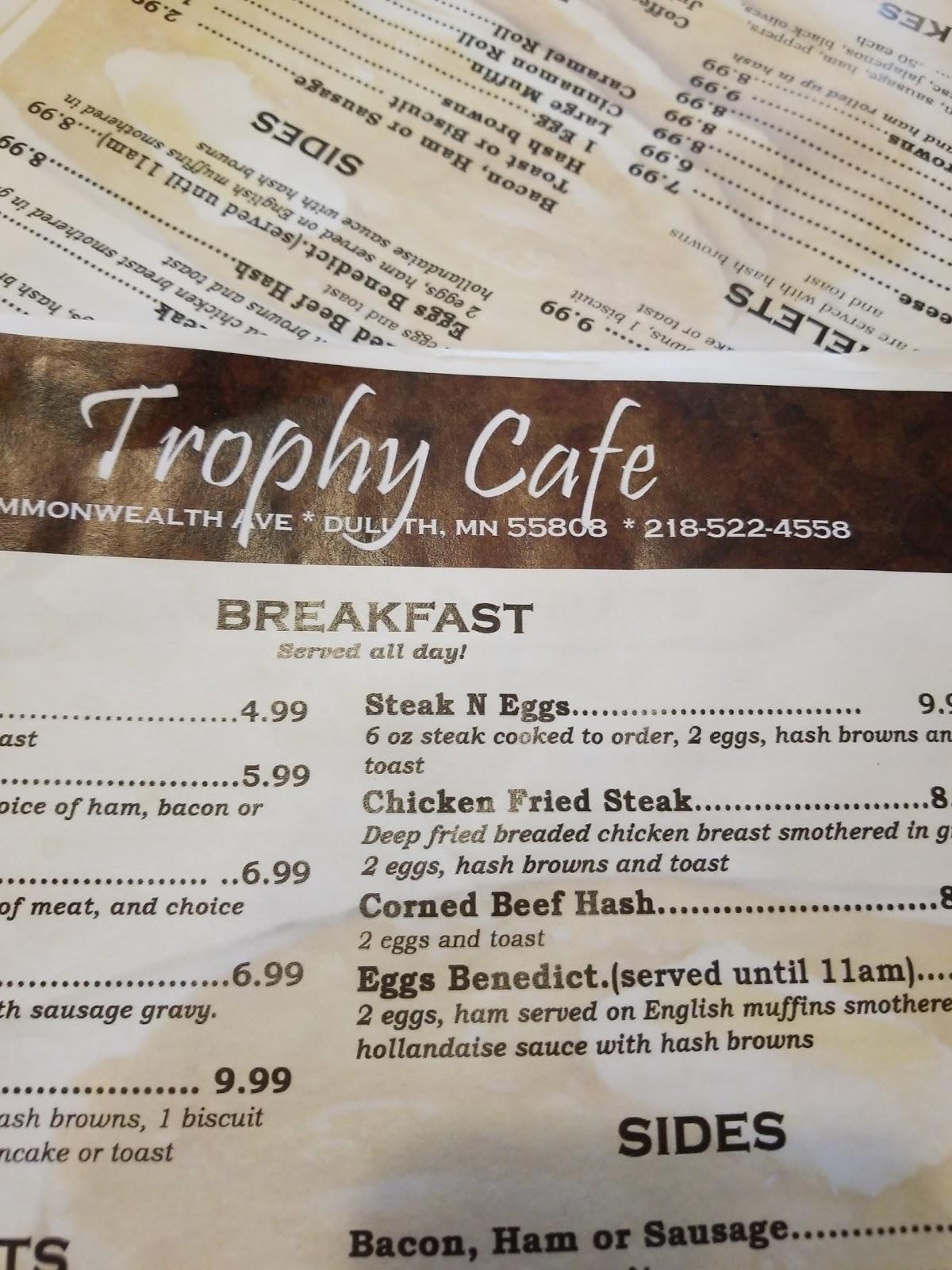 Menu at Trophy Cafe, Duluth