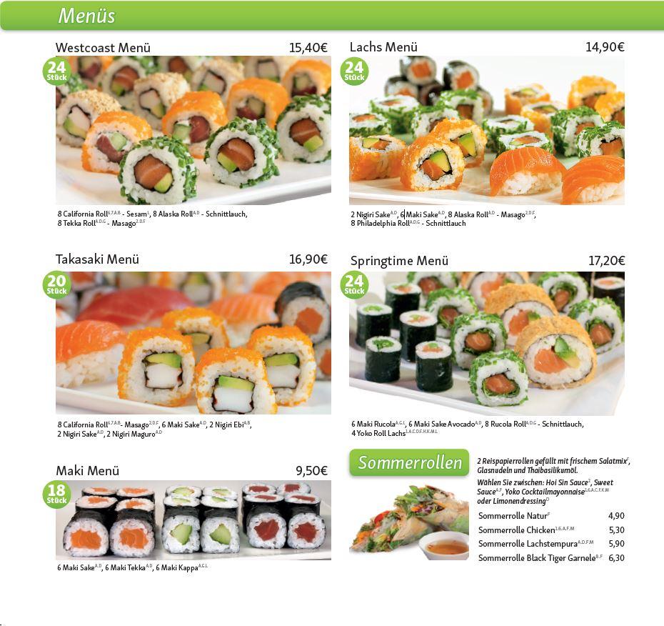 Menu at Yoko Sushi Lieferservice Steglitz restaurant, Berlin