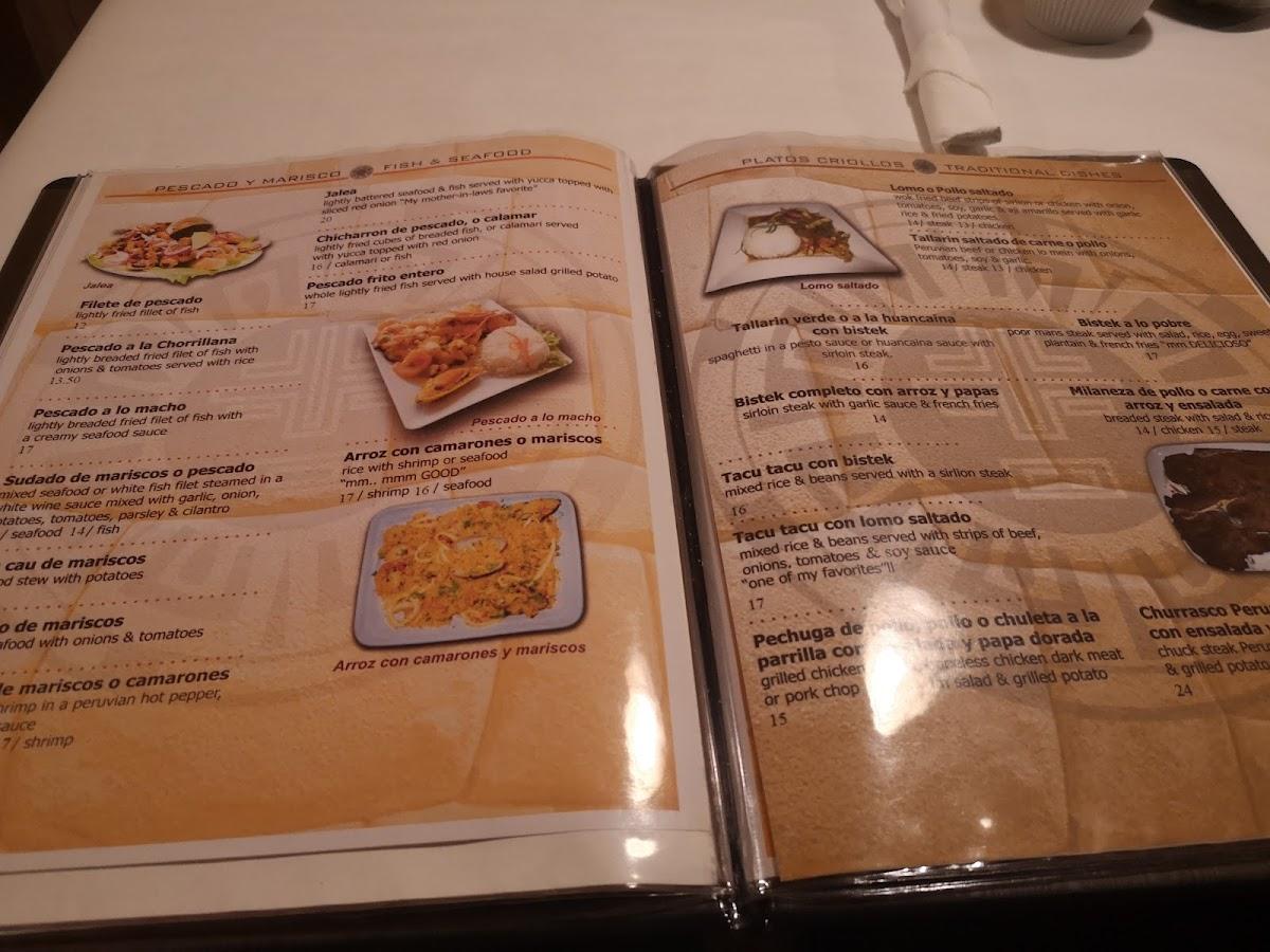 Menu at Aji Limon Peruvian Restaurant, Clifton