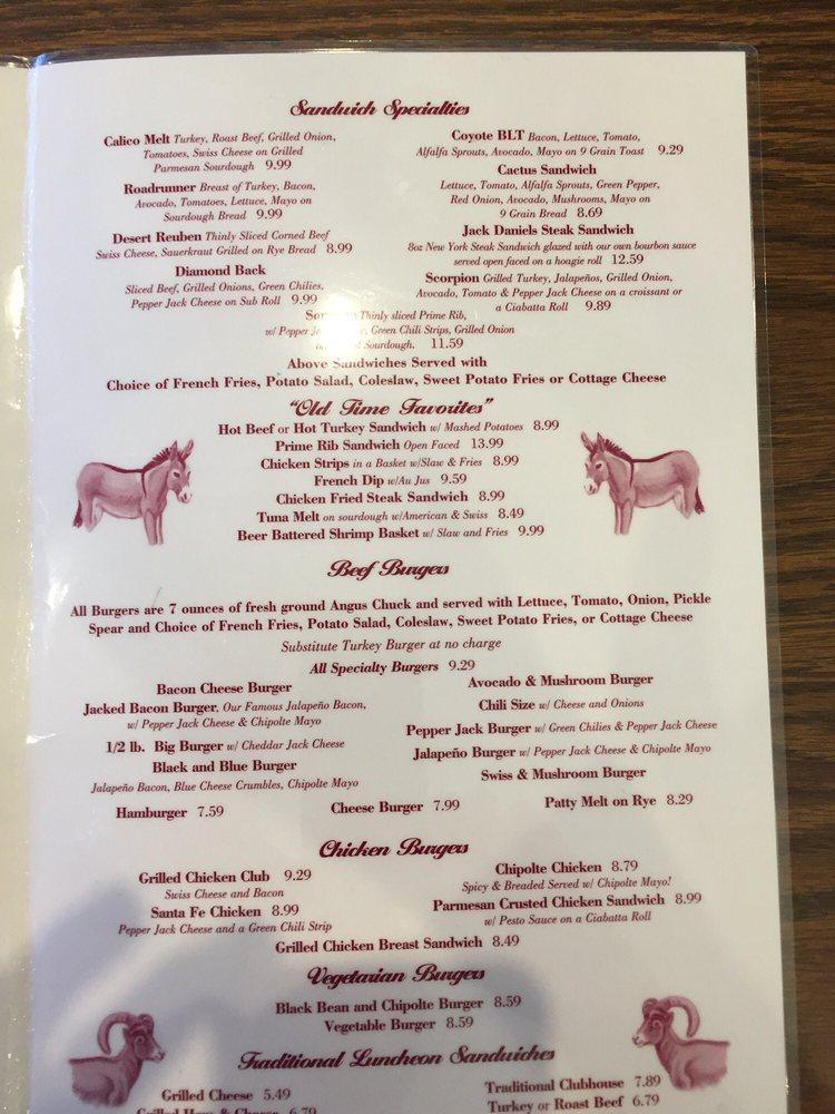 Menu at Calico's restaurant, Kingman, 418 W Beale St
