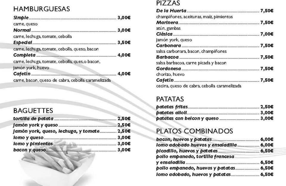 Carta de El Cafetin, Ciñera