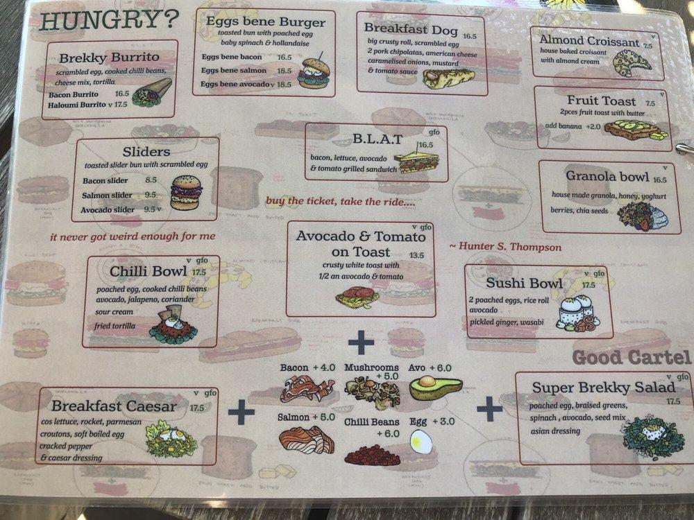 Menu at Good Cartel restaurant, Broome