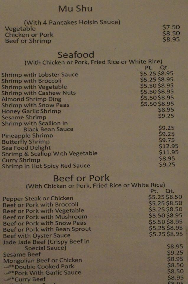 Menu at The Jade Bowl restaurant, Port St. Lucie