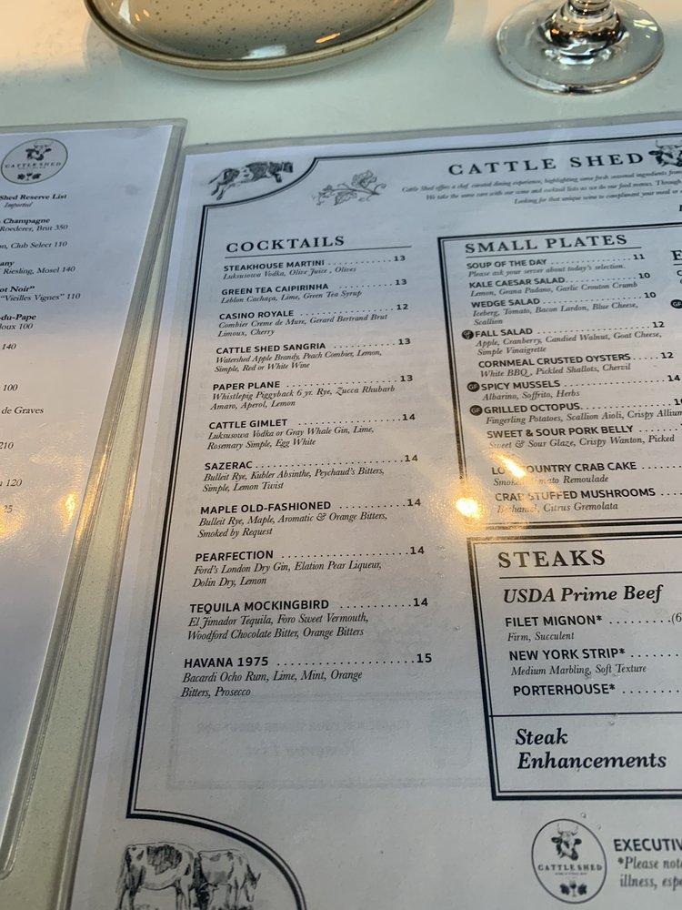 Menu at Cattle Shed Wine & Steak Bar, Alpharetta