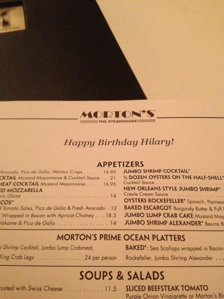 Menu at Morton's The Steakhouse, Scottsdale
