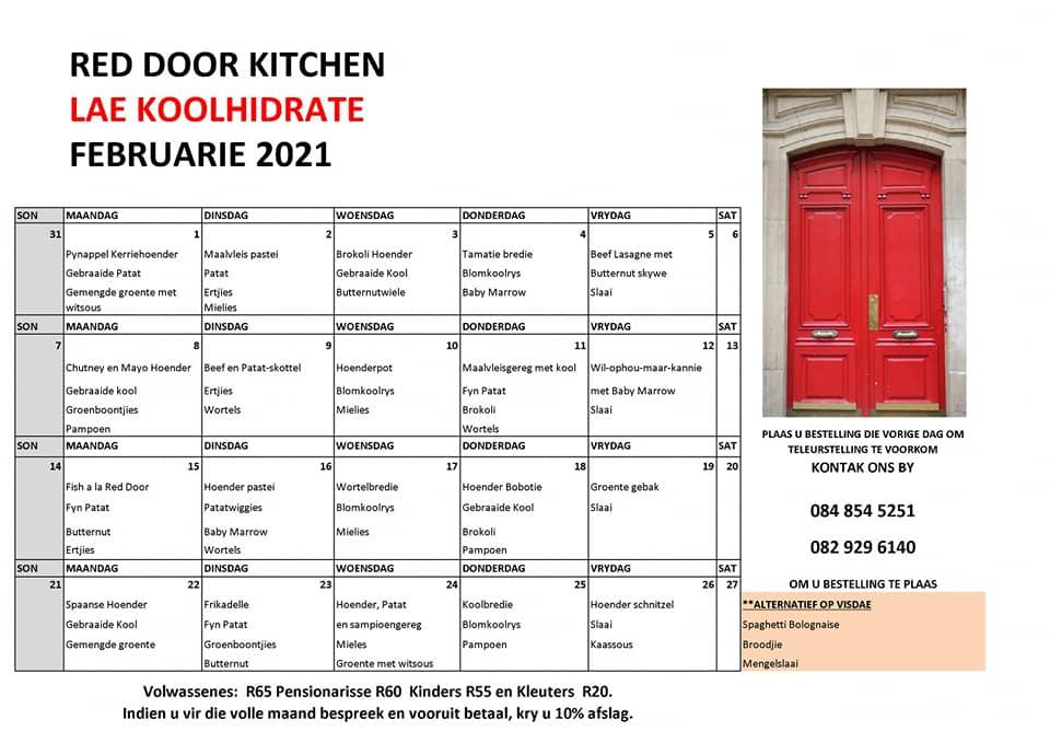 Speisekarte von Red Door Kitchen restaurant, Paarl