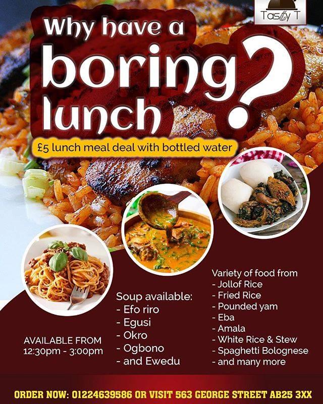 Menu at Tasty T restaurant, Aberdeen, 19 Correction Wynd
