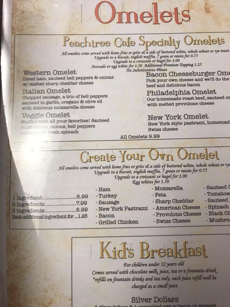 Menu at The Peachtree Cafe, Lawrenceville