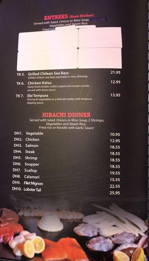 Menu at Yoko Japanese Kitchen restaurant, Cypress