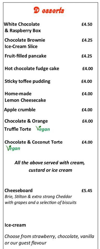 Menu at Aberglais Inn pub & bar, Merthyr Tydfil