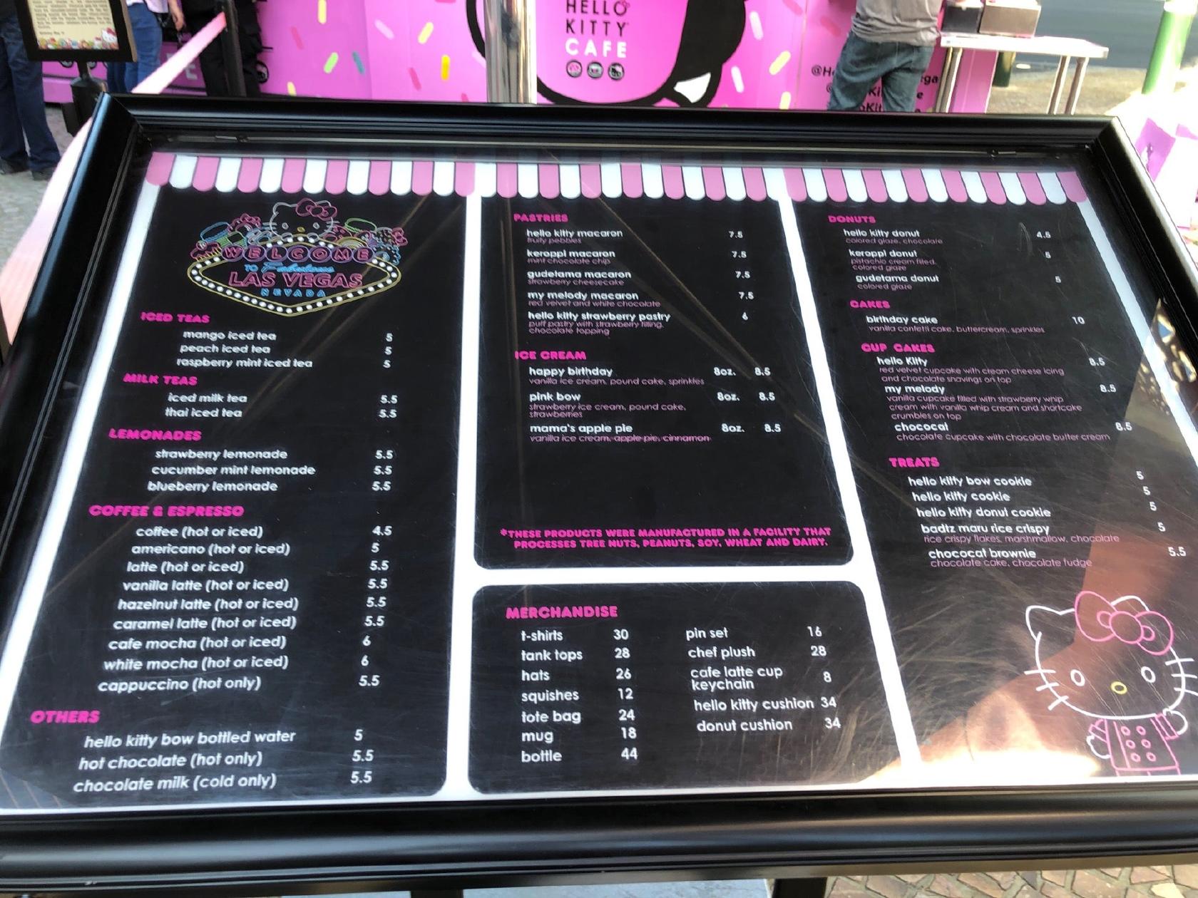Carta de Hello Kitty Cafe at The Park MGM Las Vegas, Las Vegas
