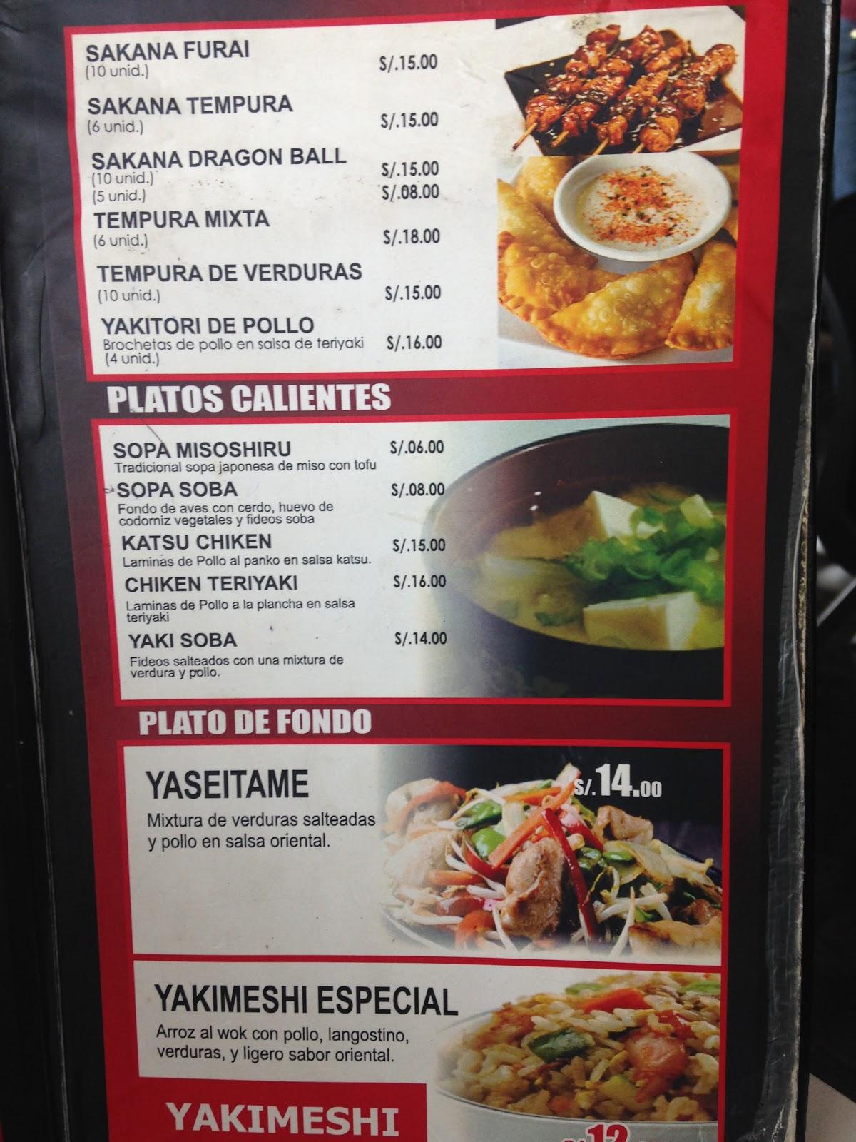 Carta del restaurante Ohashi Maki, Los Olivos