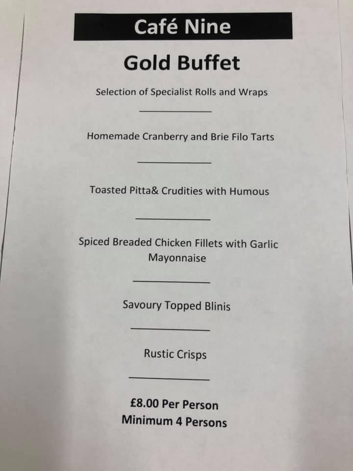 Menu at Nine Catering fast food, Rugeley