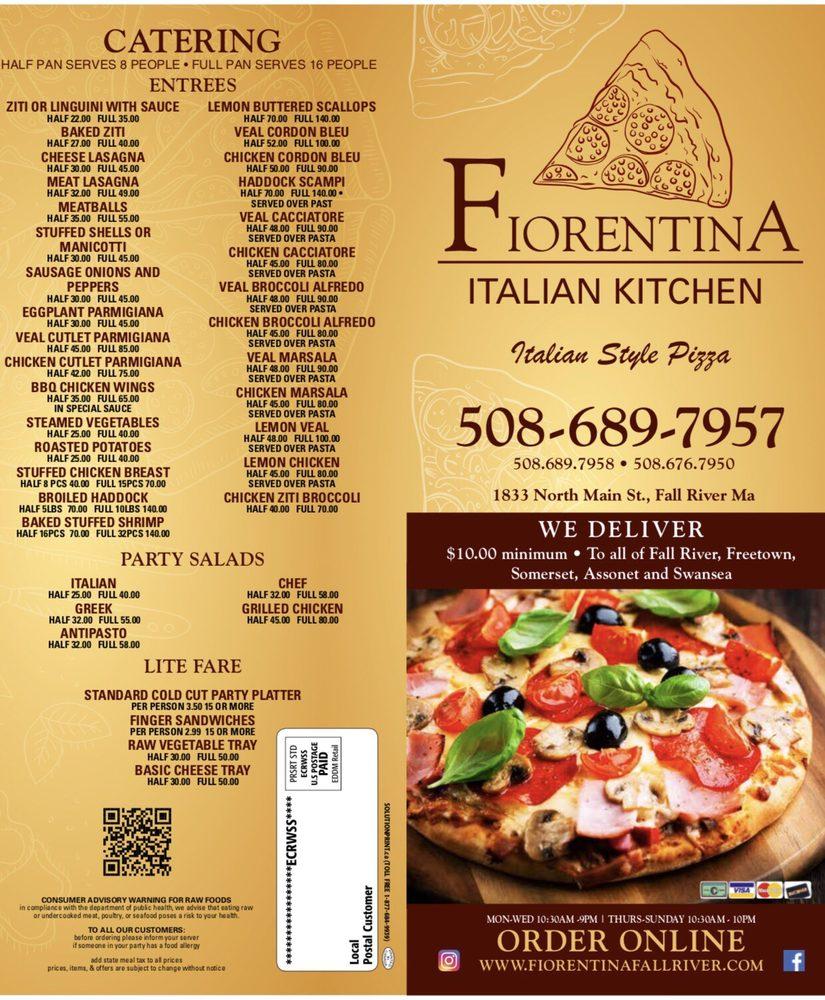 Menu at Fiorentina Italian Kitchen restaurant, Fall River