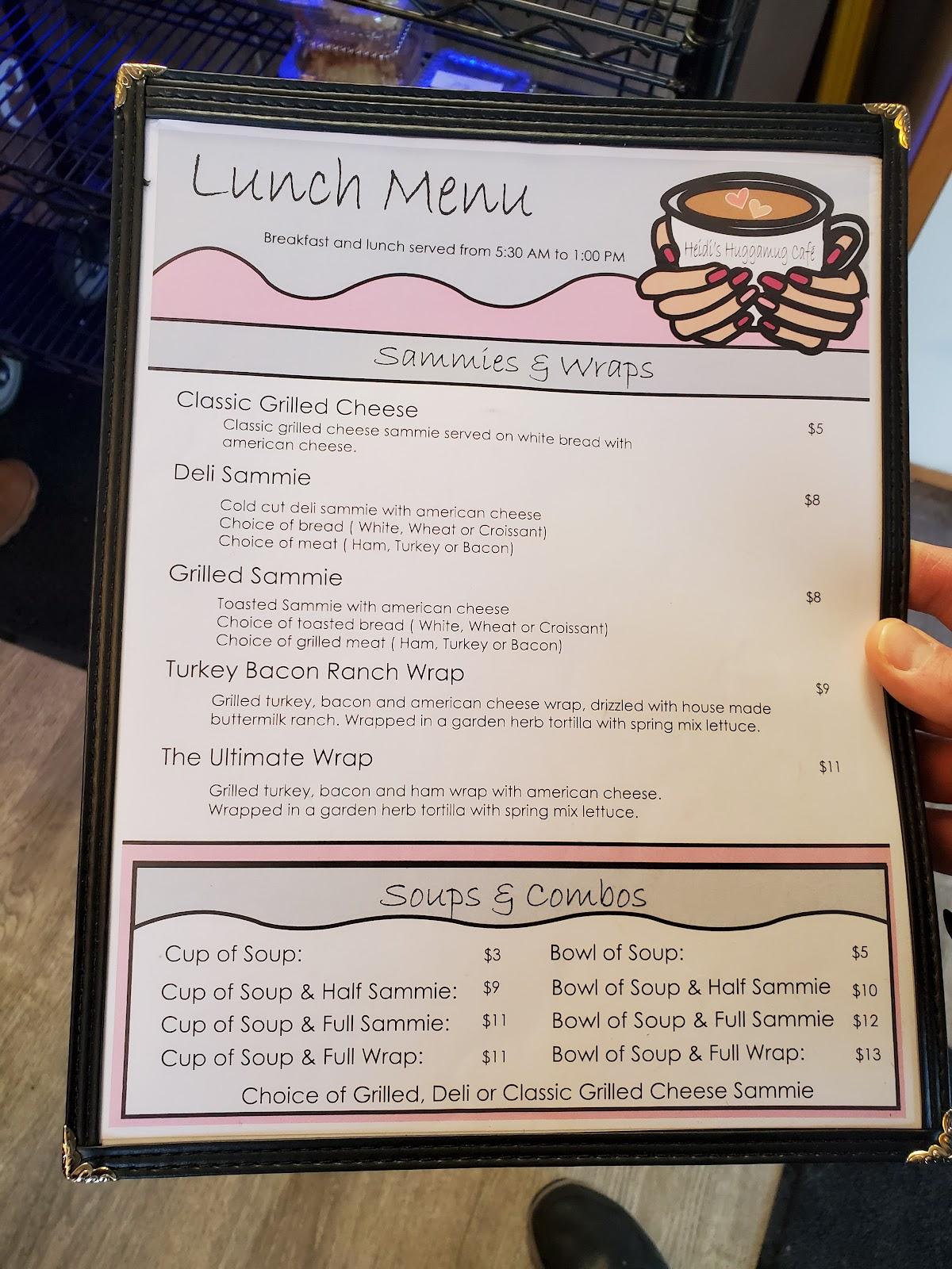 Menu at Heidi’s Huggamug Cafe, Lake City
