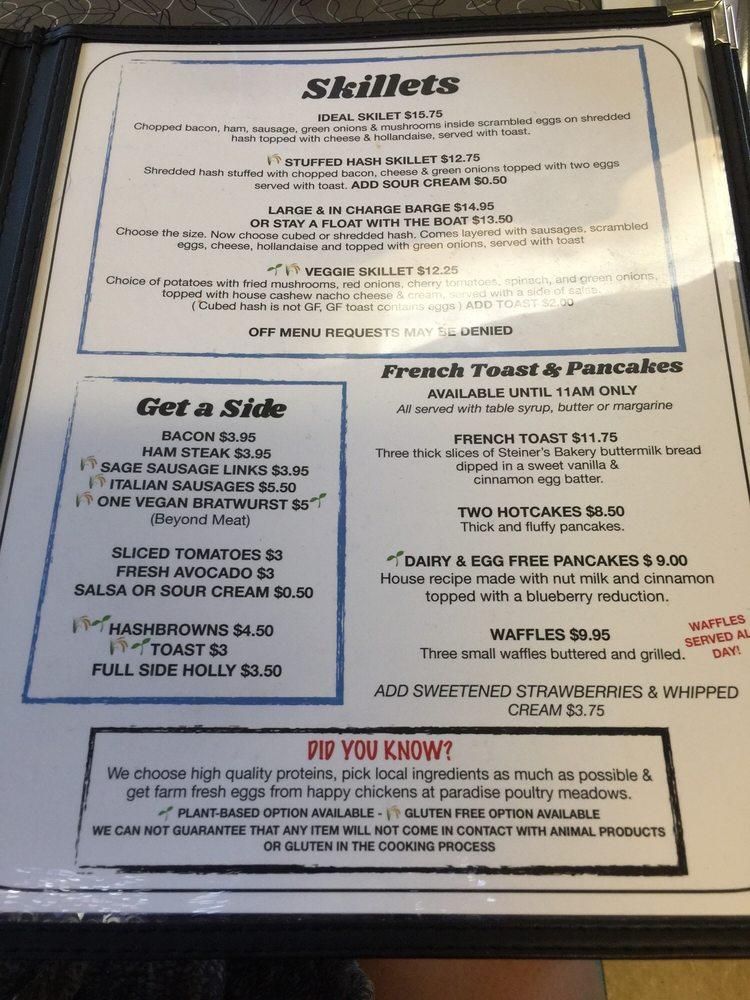 Menu at Ideal Cafe, Campbell River