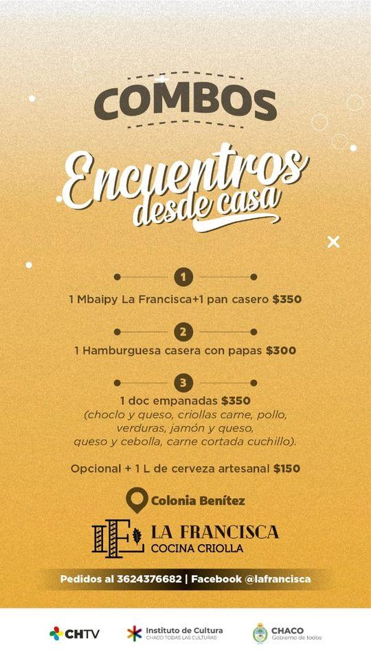 Menu at La Francisca restaurant, Colonia Benítez