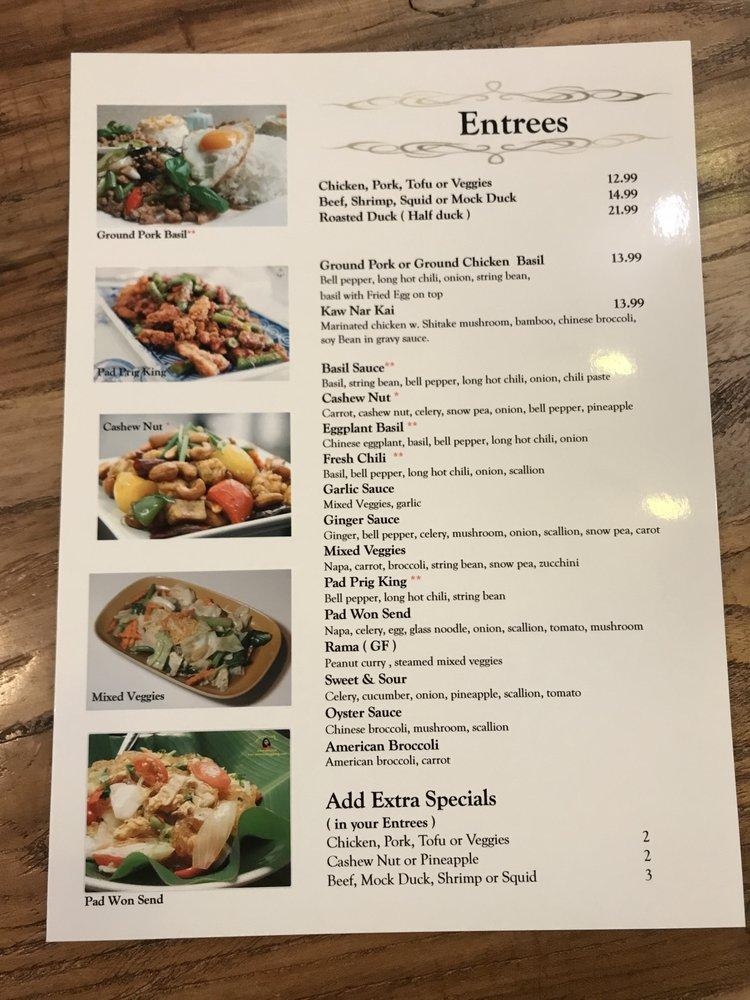 Menu at One Two Thai restaurant, New York City