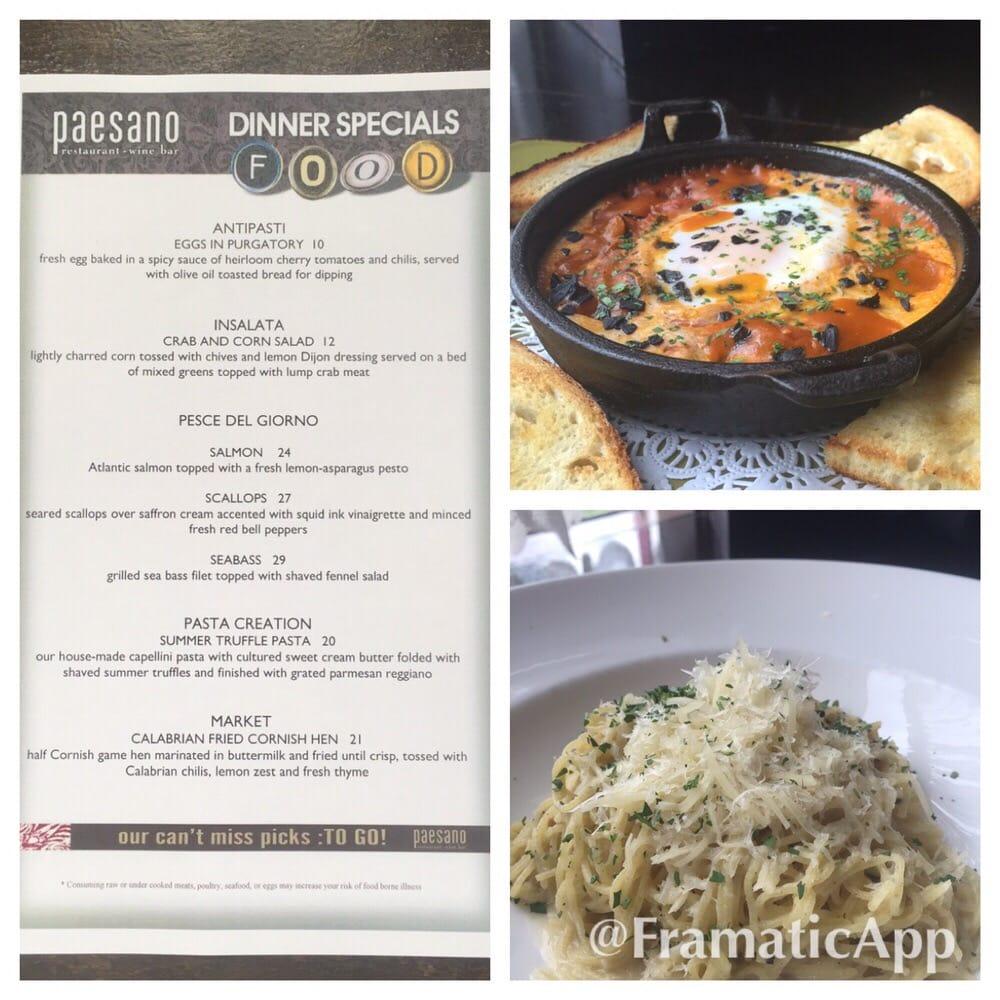 Menu at Paesano Restaurant & Wine Bar, Ann Arbor