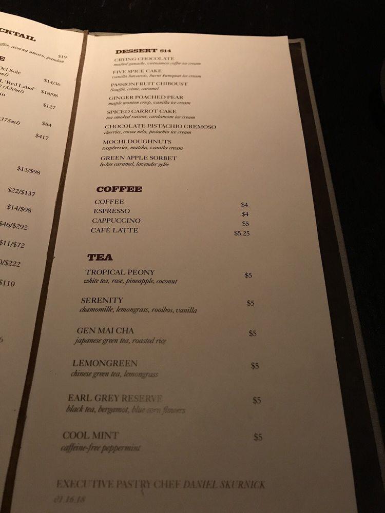 Menu at Buddakan pub & bar, New York City