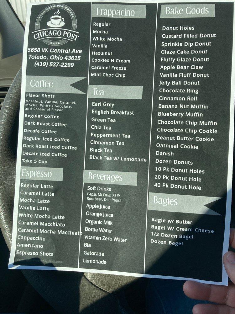 Menu at Chicago Post Cafe, Toledo