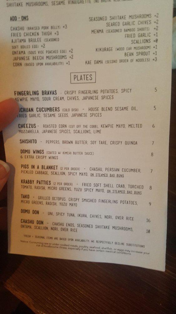 Menu at DOMU pub & bar, Orlando, 3201 Corrine Dr Suite 100