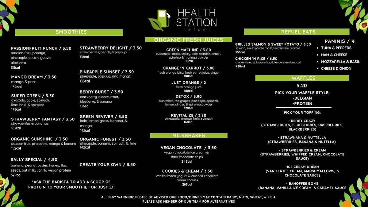 Menu at Prep. restaurant, Belvedere