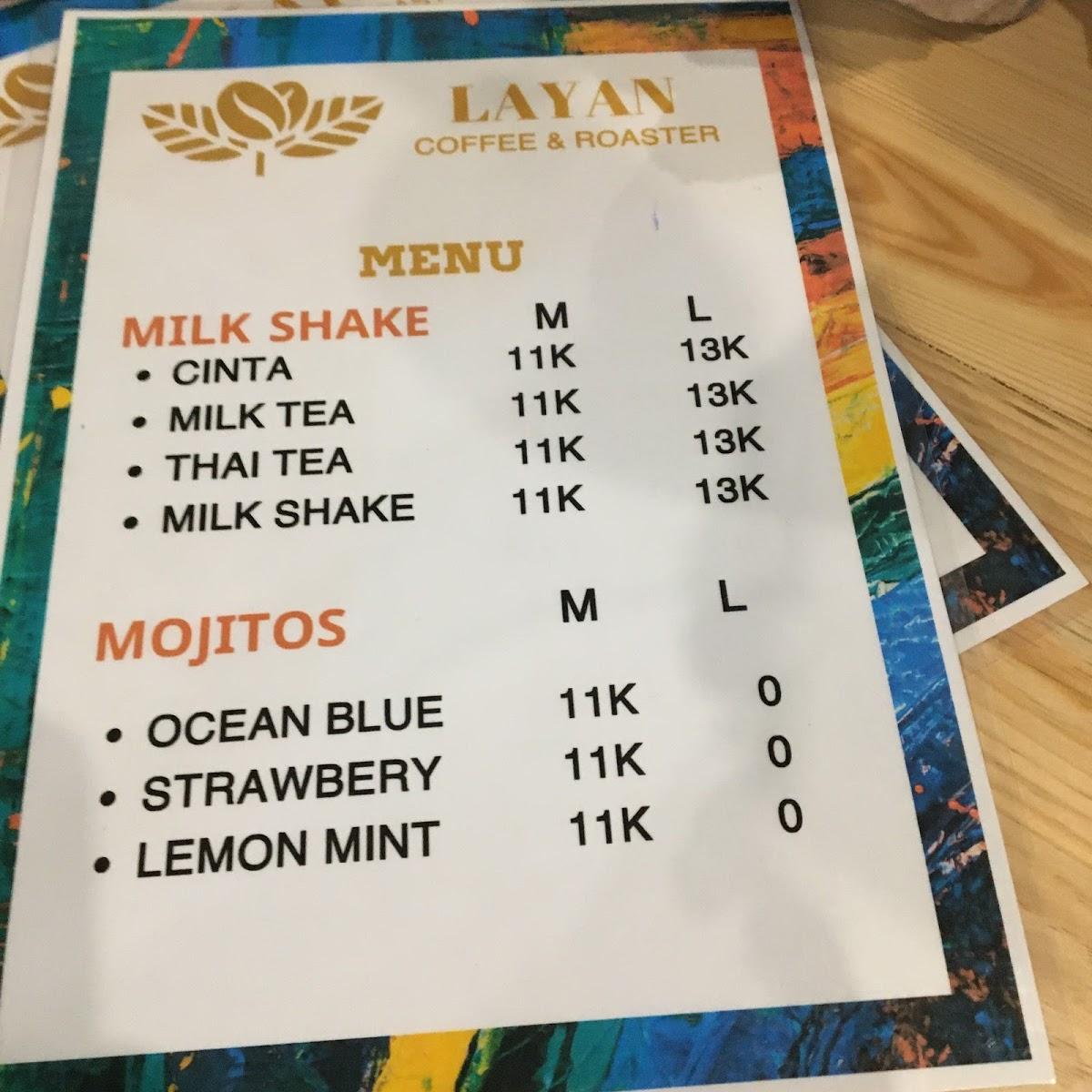 Menu at LAYAN CAFE, Purwakarta