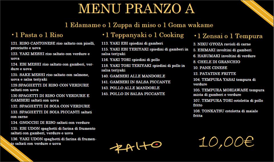 Menu at Raito restaurant, Sant'Angelo Lodigiano