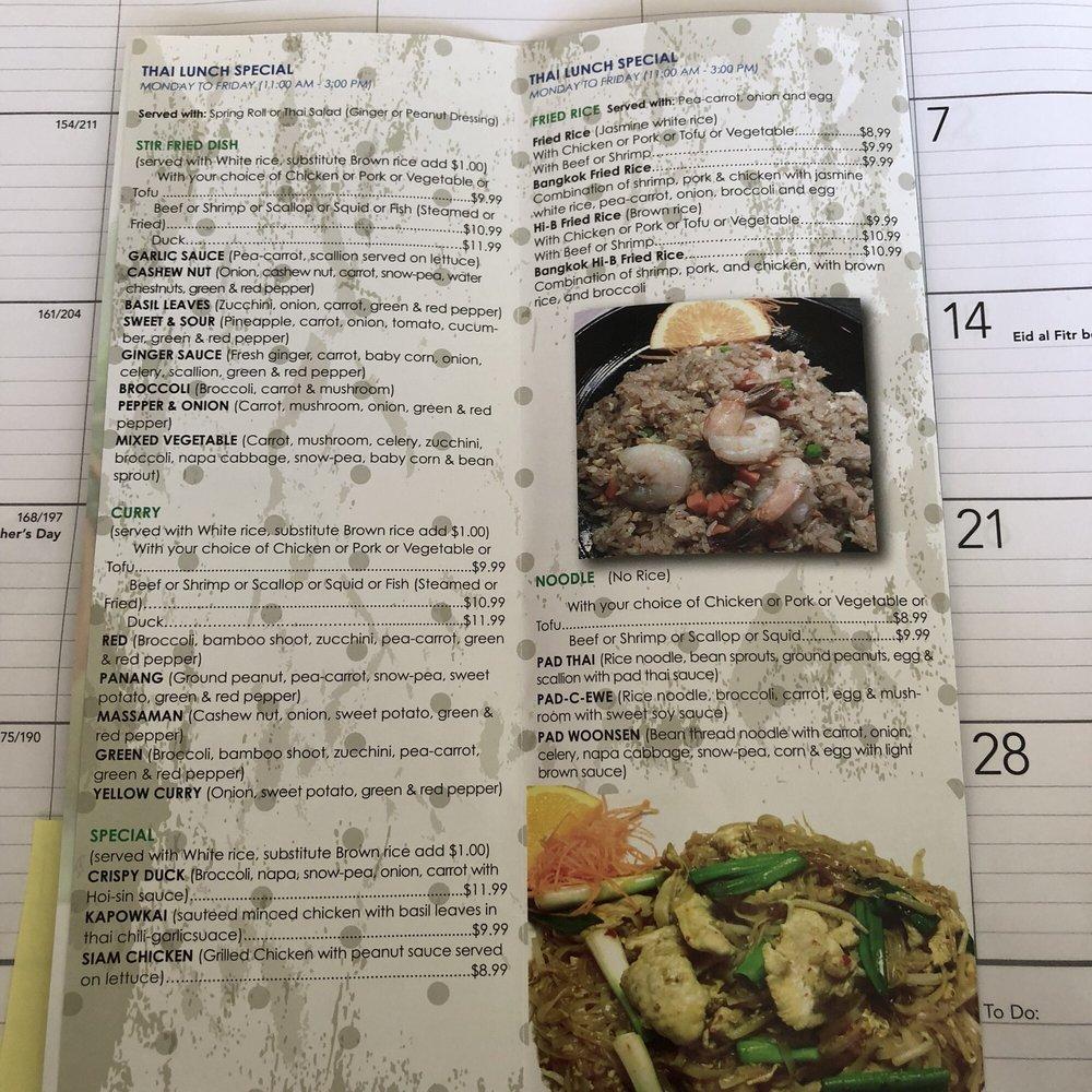 Menu at Bangkok Thai Cuisine restaurant, Boca Raton