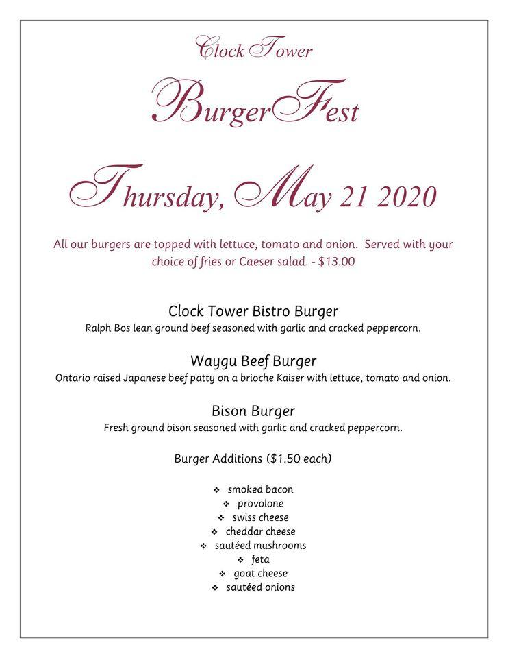 Menu at Clock Tower-Inn-Bistro-Pub and Catering, Strathroy