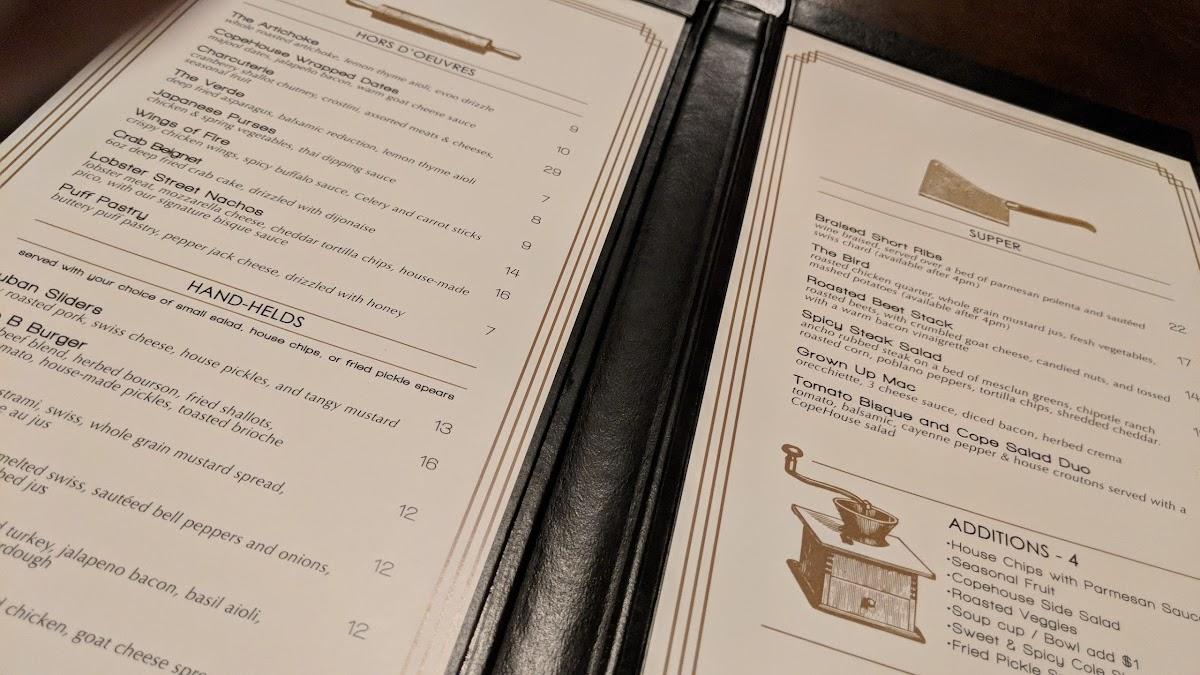 Menu at Copehouse Bar & Bistro, Redlands