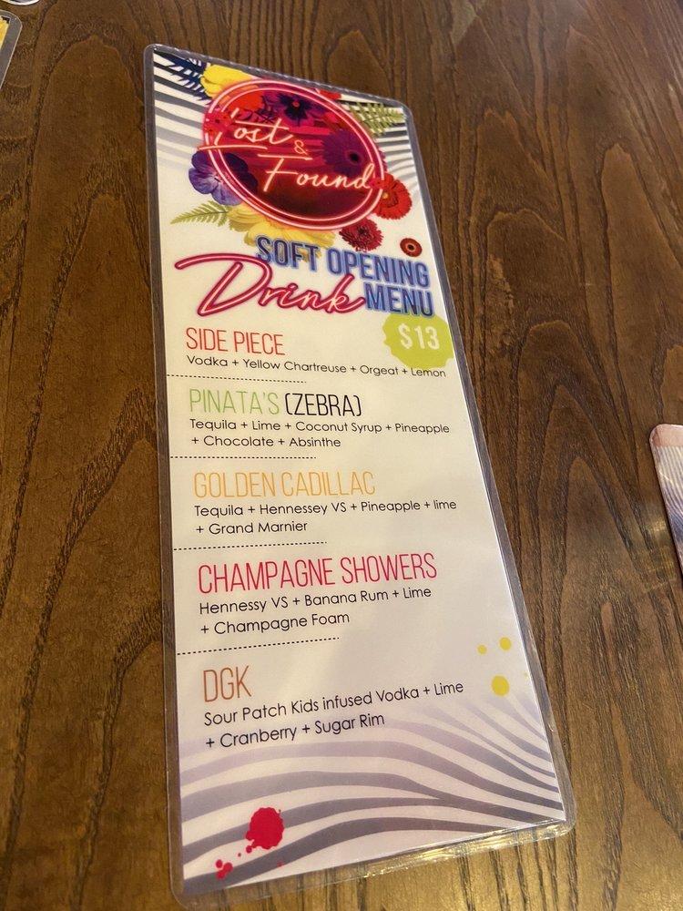 Menu at Lost & Found pub & bar, Houston