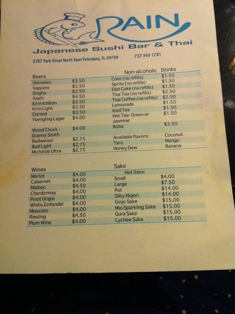 Menu at Rain Japanese Sushi Bar & Thai, Saint Petersburg