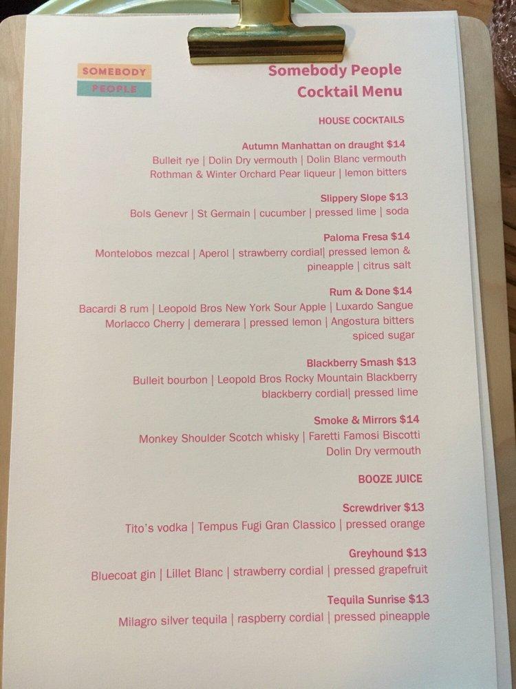 Menu at Somebody People pub & bar, Denver