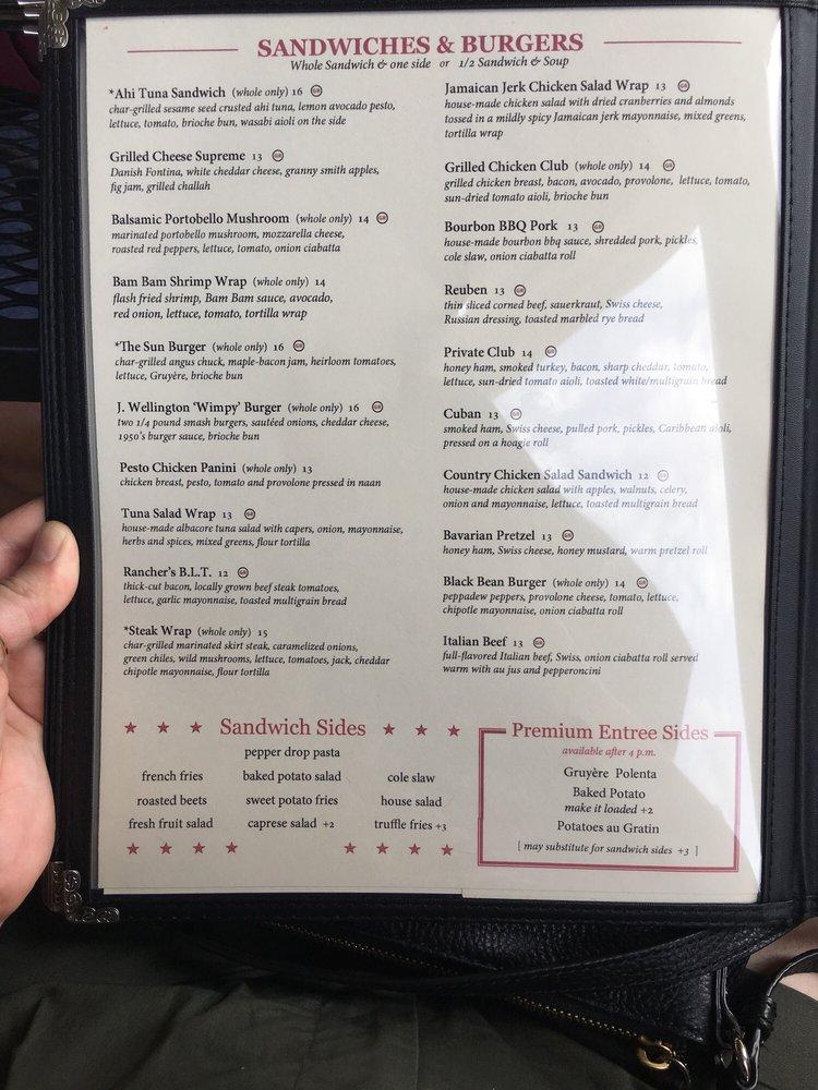 Menu at Sun Singer Restaurant, Wine & Spirits, Champaign
