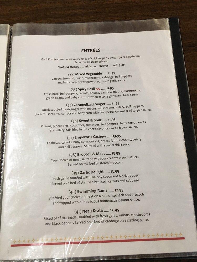 Menu at Thai Crystal restaurant, Pendleton, 210 SE 5th St