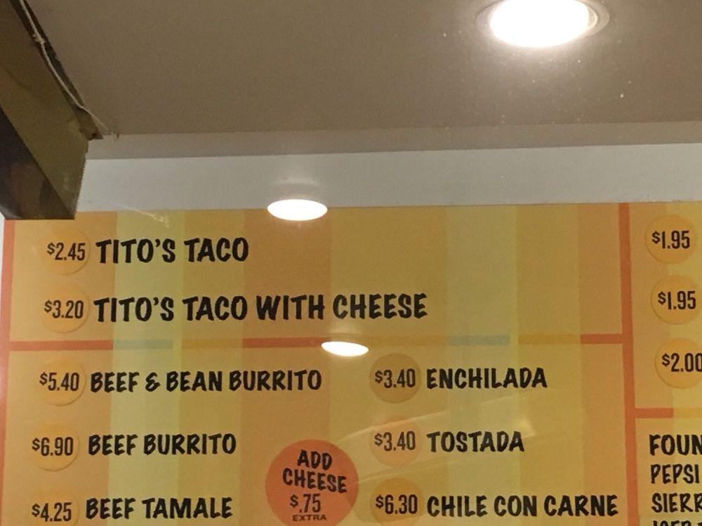 Menu at Tito’s Tacos restaurant, Culver City