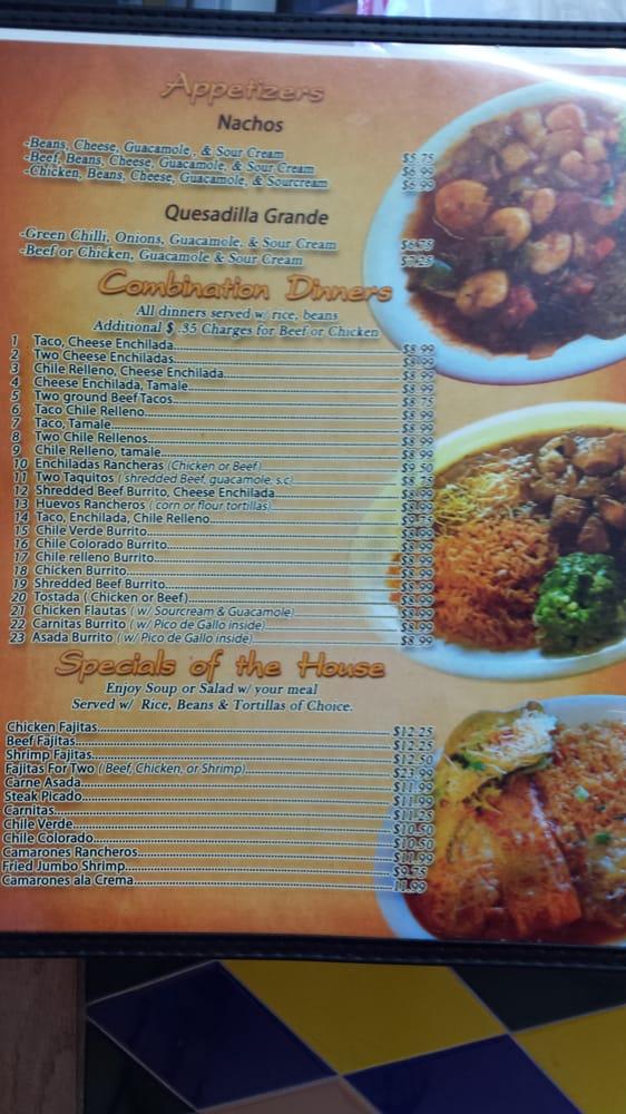 Menu at Casa Del Rio restaurant, Ventura