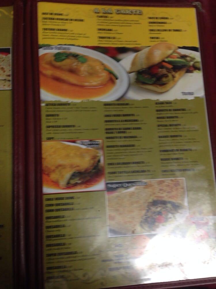 Menu at La Costa Mexican Restaurant, Fortuna