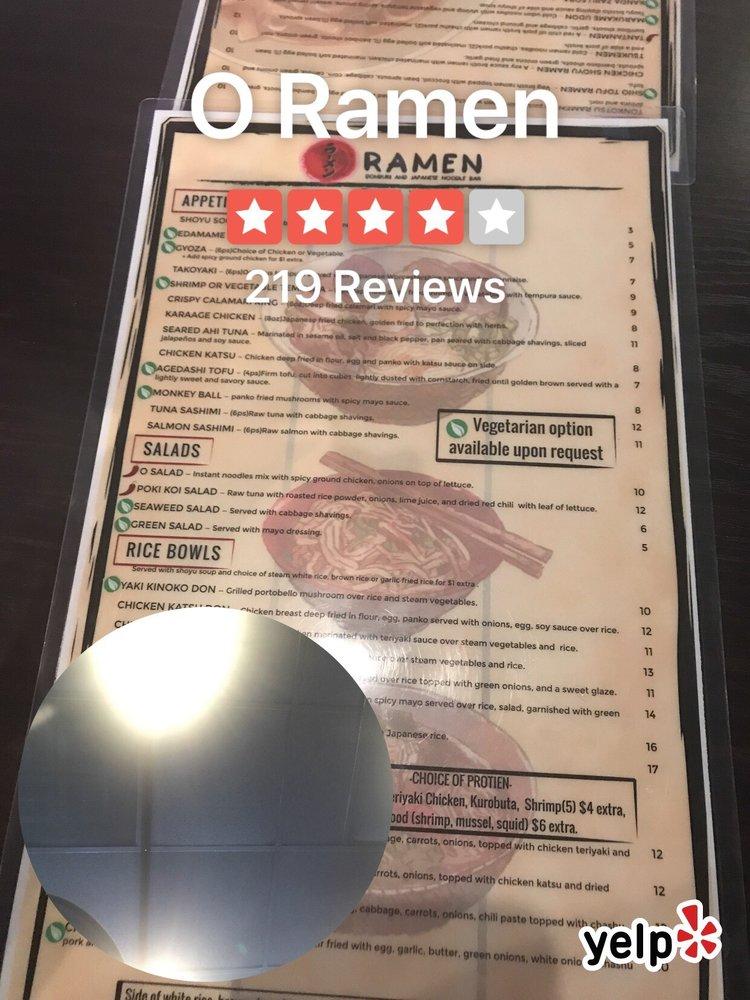 Menu at O Ramen desserts, Bakersfield