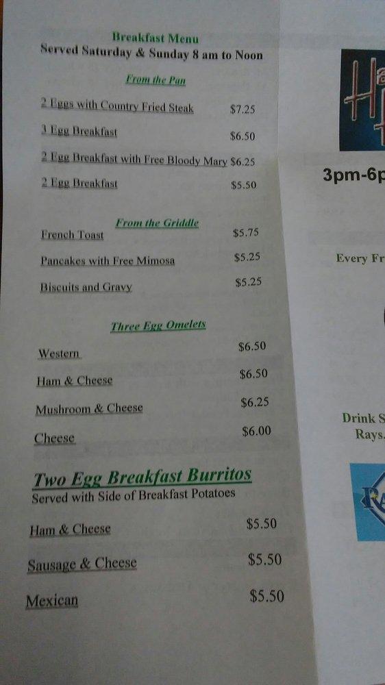 Menu at Sunset Grill pub & bar, Saint Petersburg, Dr M.L.K. Jr St N