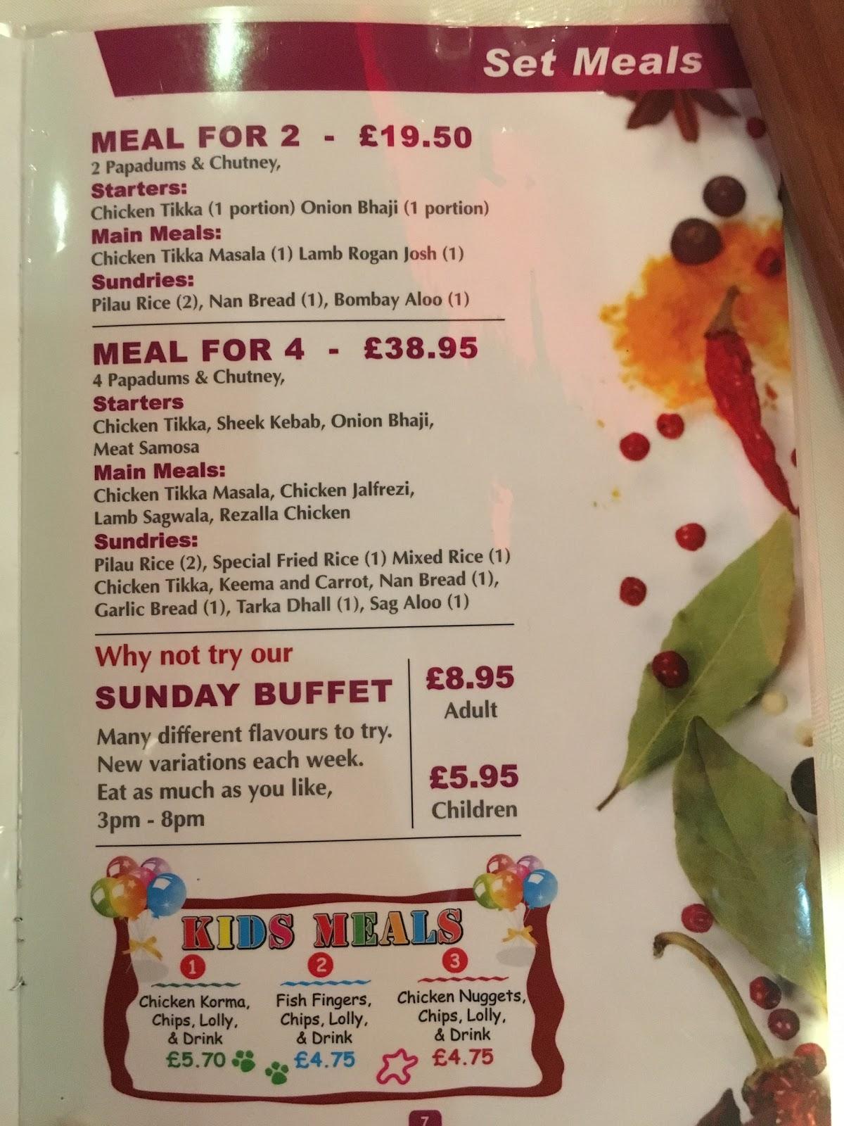 Menu at The Curry Pot restaurant, Atherton