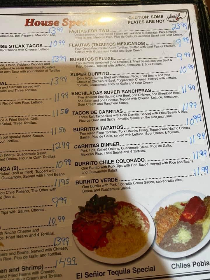 Menu at El Sol Mexican Restaurant, Waverly, E Bremer Ave