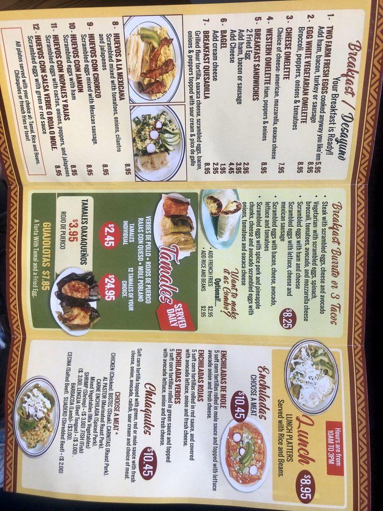 Menu at Isabel's restaurant, Milford