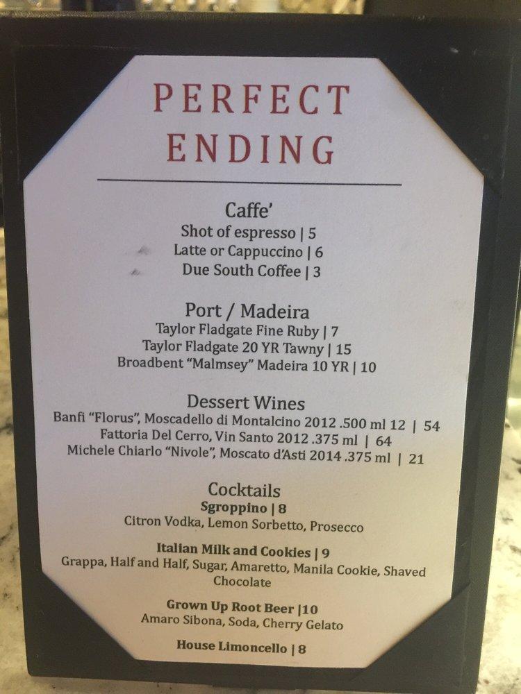 Menu at Limoncello restaurant, Greenville