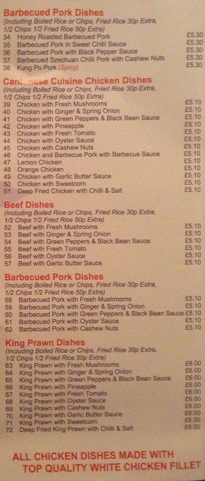 Menu at Mandarin Palace Coleraine fast food, Coleraine