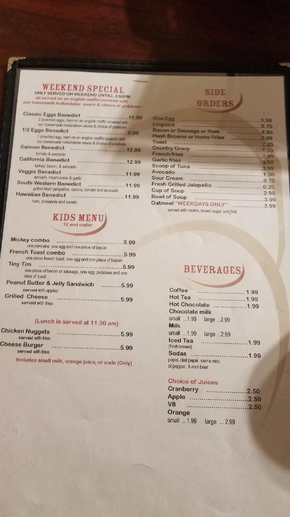 Menu at OD's Kitchen restaurant, Gilroy