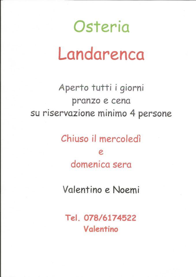 Menu at Restaurant Landarenca, Calanca